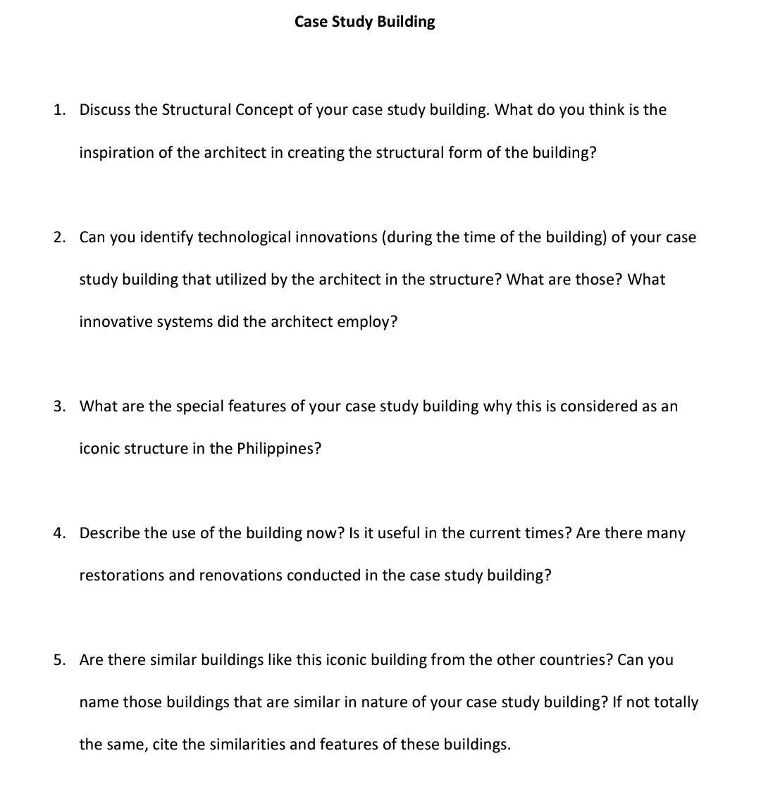 Solved Case Study Building 1. Discuss the Structural Concept | Chegg.com