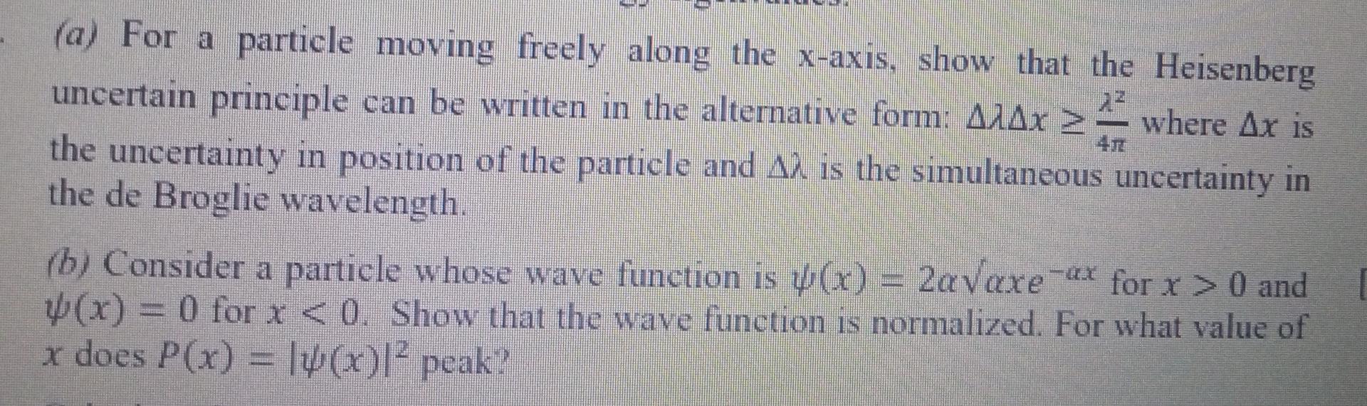 Solved (a) For a particle moving freely along the x-axis, | Chegg.com