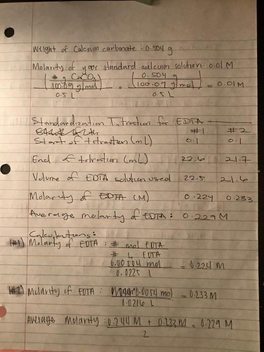 Solved Values Obtained: (1) ppm CaCO3 (2) ppm CaCO3 (3) | Chegg.com