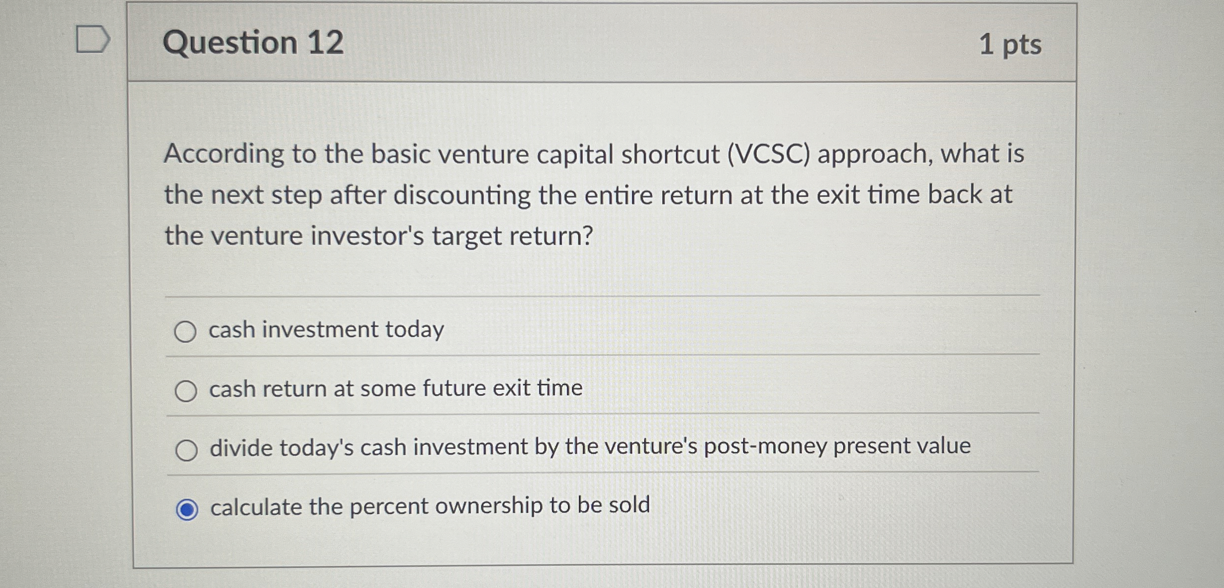 Solved Question 121 ﻿ptsAccording to the basic venture | Chegg.com
