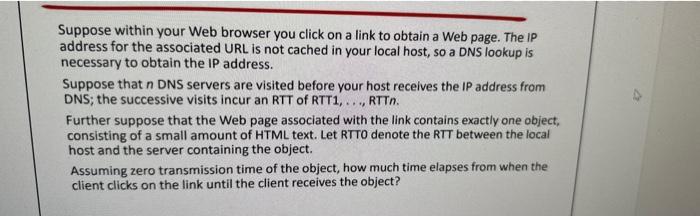 Solved Suppose within your Web browser you click on a link | Chegg.com