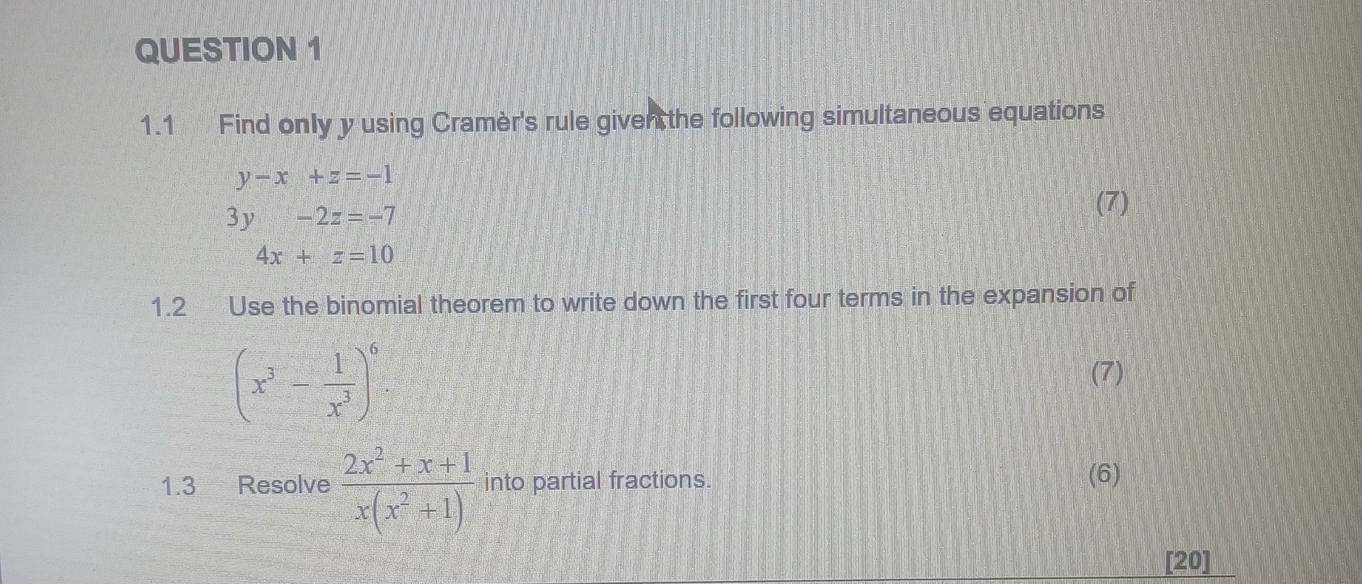 Solved QUESTION 11.1 ﻿Find only y using Cramèr's rule | Chegg.com