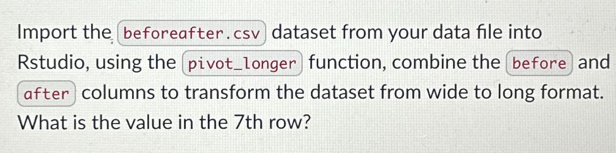 Solved Import the beforeafter.csv dataset from your data | Chegg.com