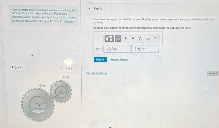 Solved Part A Gear A rotates counterclockwise with a | Chegg.com