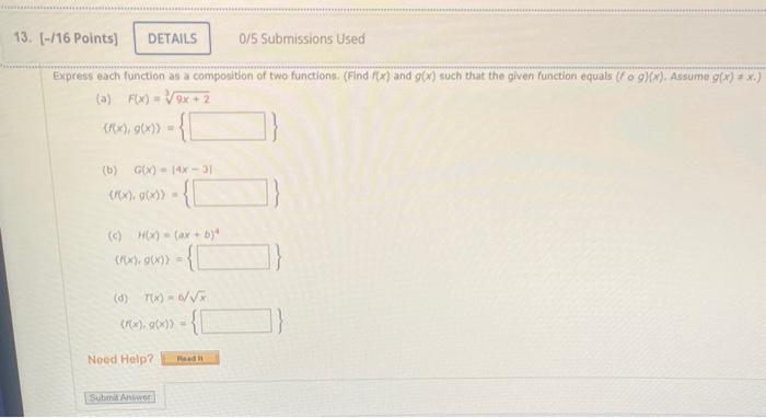 Solved Express each function as a composition of two | Chegg.com