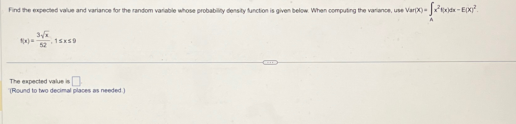 Solved Find the expected value and variance for the random | Chegg.com