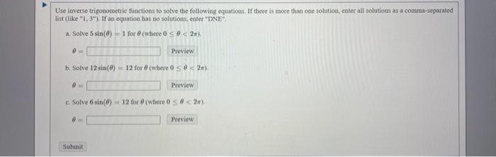 Solved Use inverse trigonometrie functions to solve the | Chegg.com