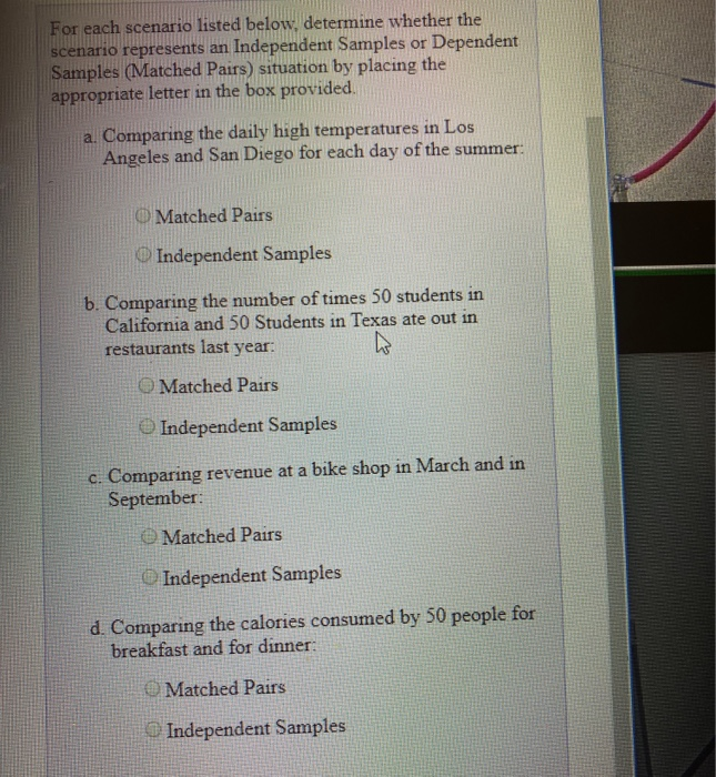Solved For each scenario listed below, determine whether the | Chegg.com Solved For each scenario listed below, determine whether the | Chegg.com