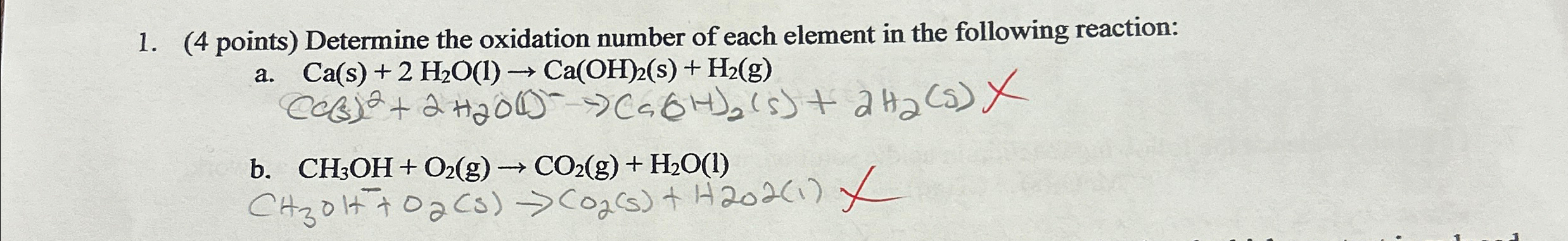 Solved (4 ﻿points) ﻿Determine the oxidation number of each | Chegg.com