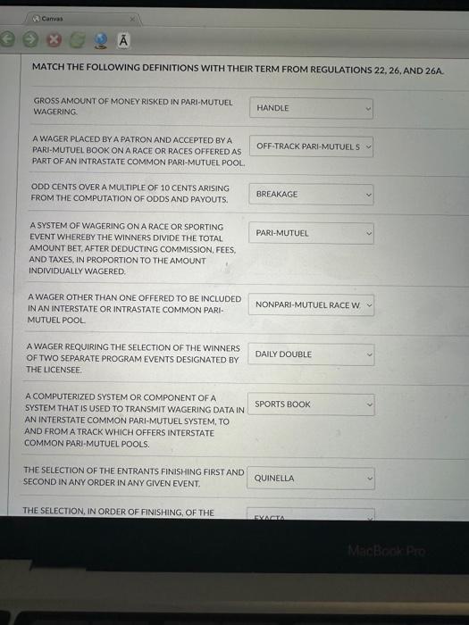 Solved MATCH THE FOLLOWING DEFINITIONS WITH THEIR TERM FROM | Chegg.com