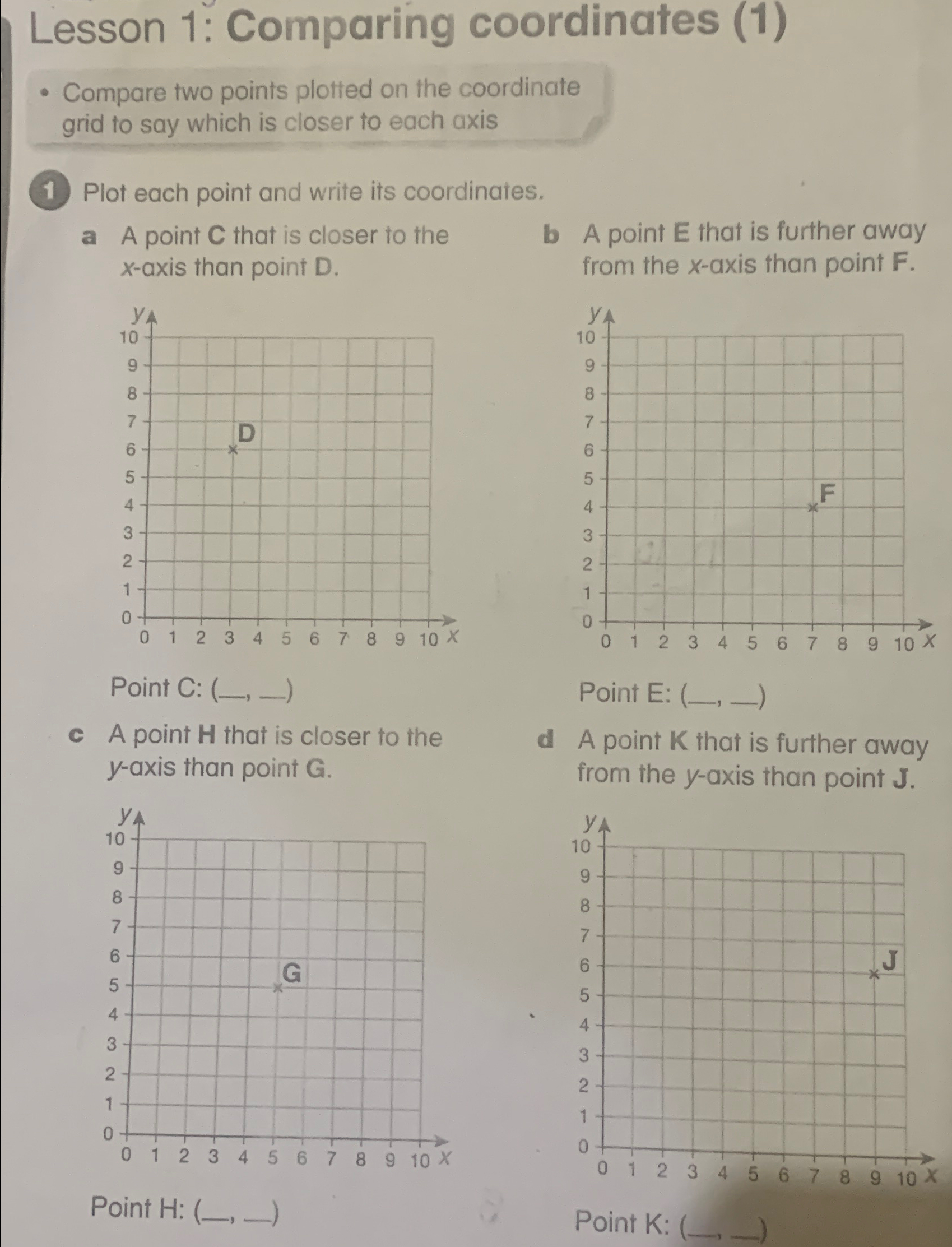 Solved Lesson 1: Comparing coordinates (1)Compare two points | Chegg.com