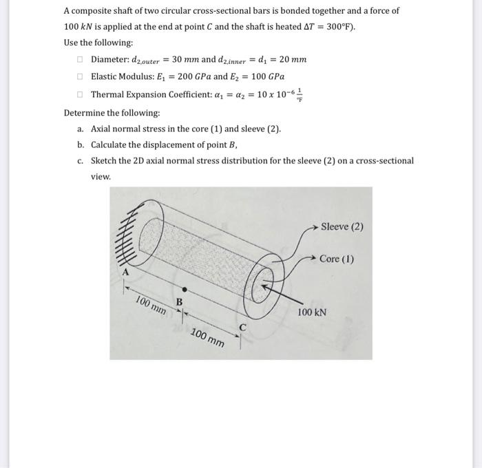Solved A composite shaft of two circular cross-sectional | Chegg.com