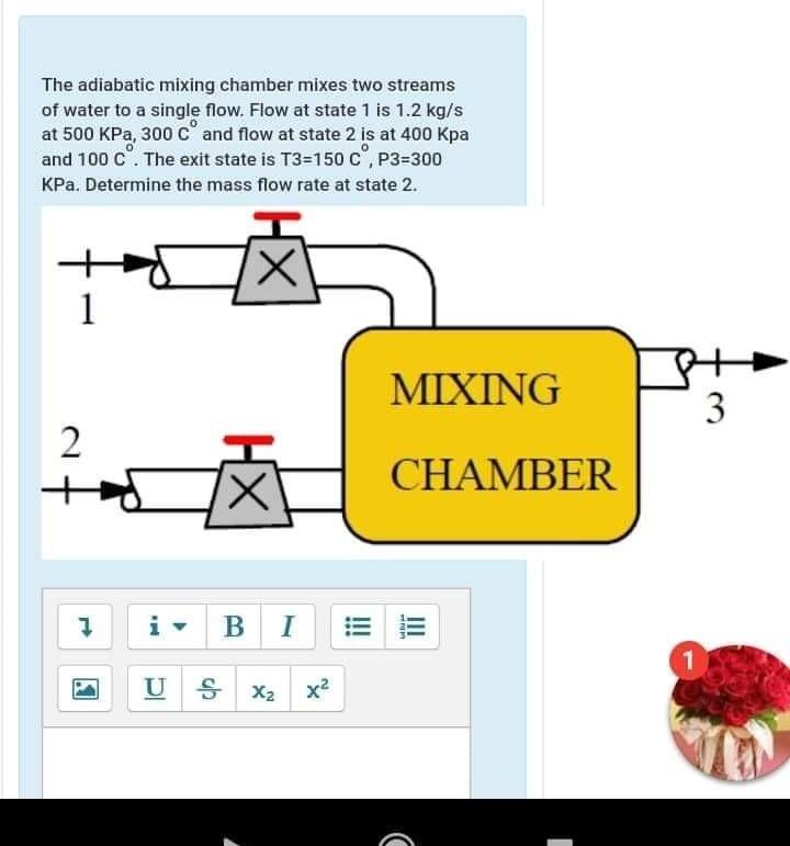 Solved The adiabatic mixing chamber mixes two streams of | Chegg.com
