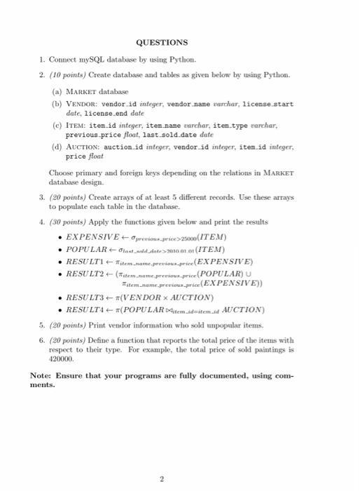 Solved Questions 1 Connect Mysql Database By Using Python