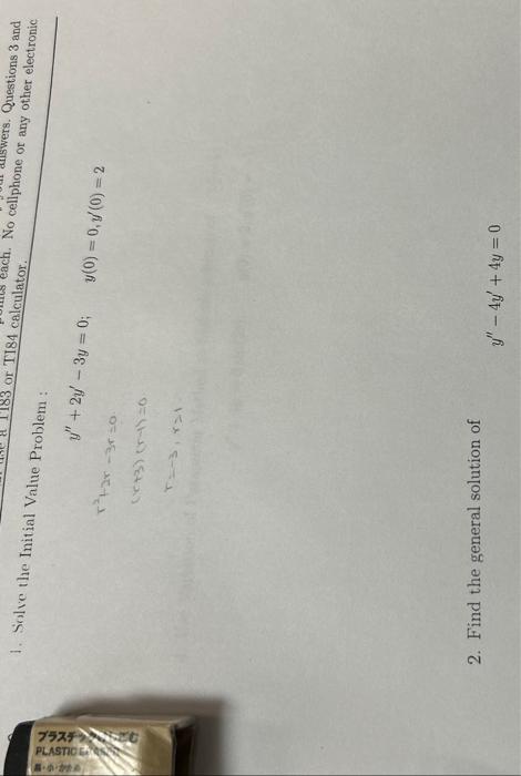 Solved 1. Solve the Initial Value Problem: | Chegg.com