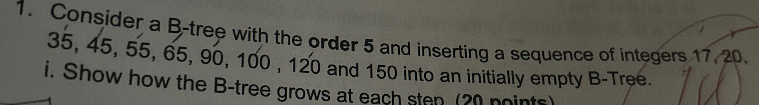 Solved Consider a B-tree with the order 5 ﻿and inserting a | Chegg.com