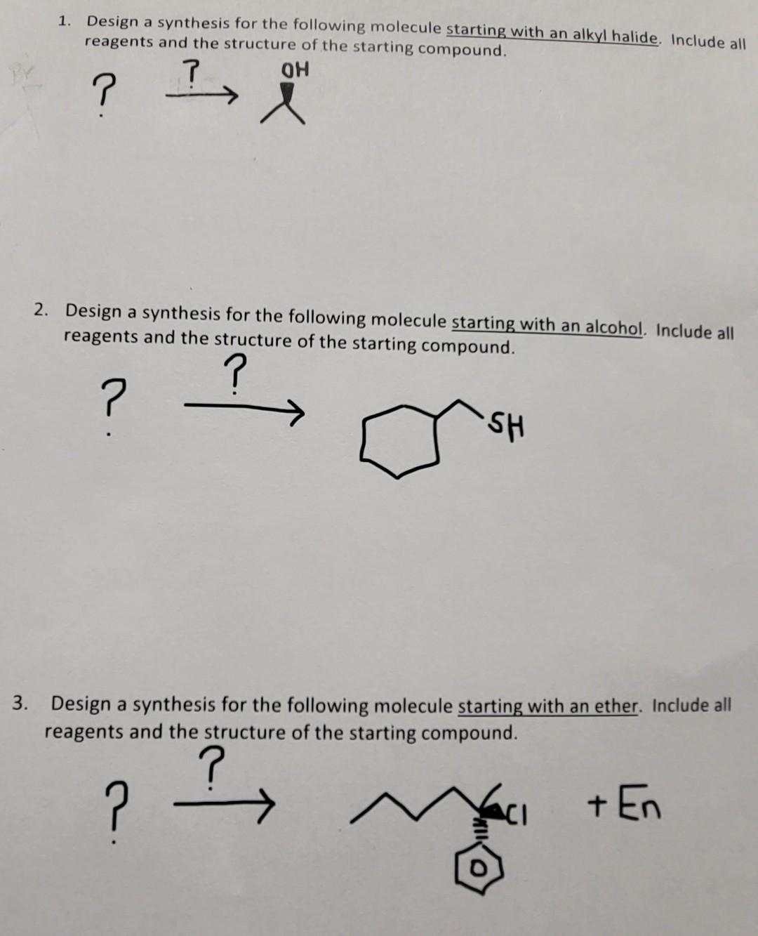 Solved 1. Design a synthesis for the following molecule | Chegg.com