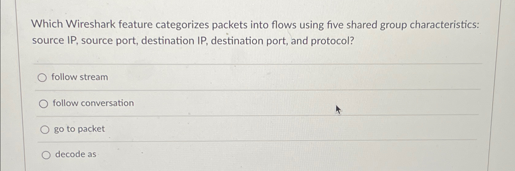 Solved Which Wireshark feature categorizes packets into | Chegg.com