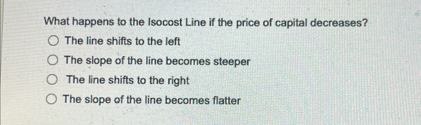 Solved What happens to the Isocost Line if the price of | Chegg.com
