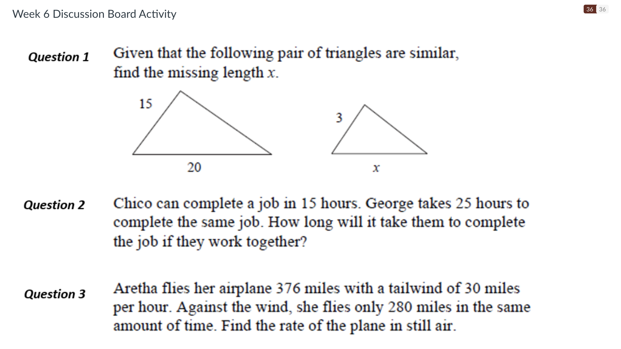 Solved Week 6 ﻿Discussion Board ActivityQuestion 1 ﻿Given | Chegg.com