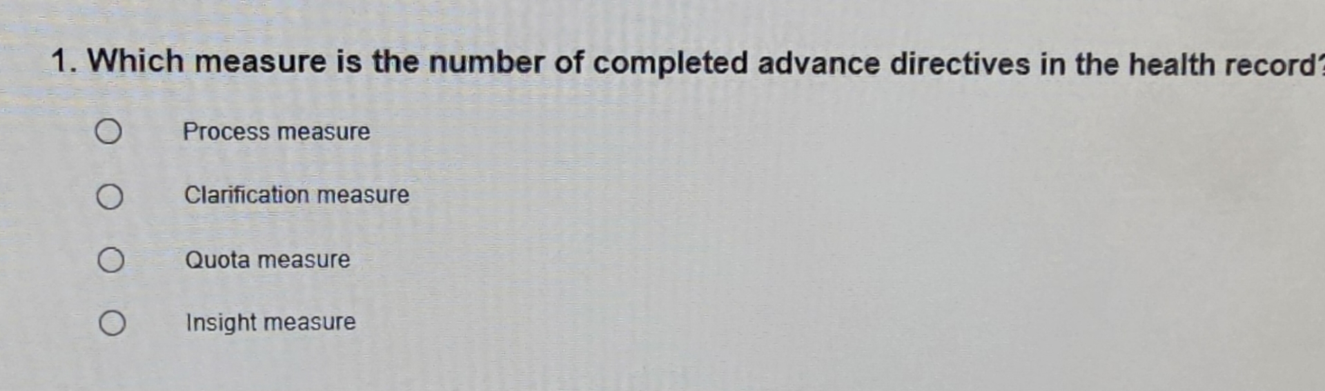 Solved Which measure is the number of completed advance | Chegg.com