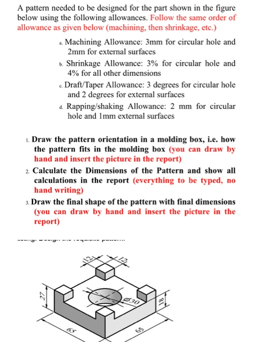 Solved A pattern needed to be designed for the part shown in | Chegg.com