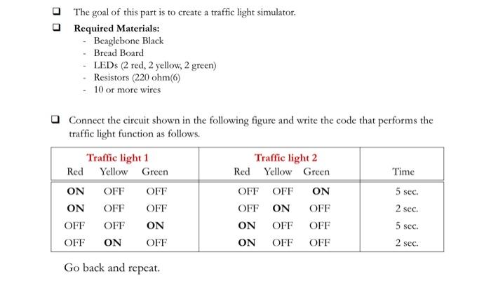 Solved The goal of this part is to create a traffic light | Chegg.com