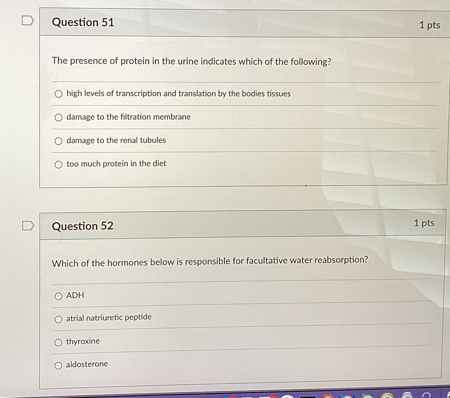 Solved Question 511 ﻿ptsThe presence of protein in the urine | Chegg.com