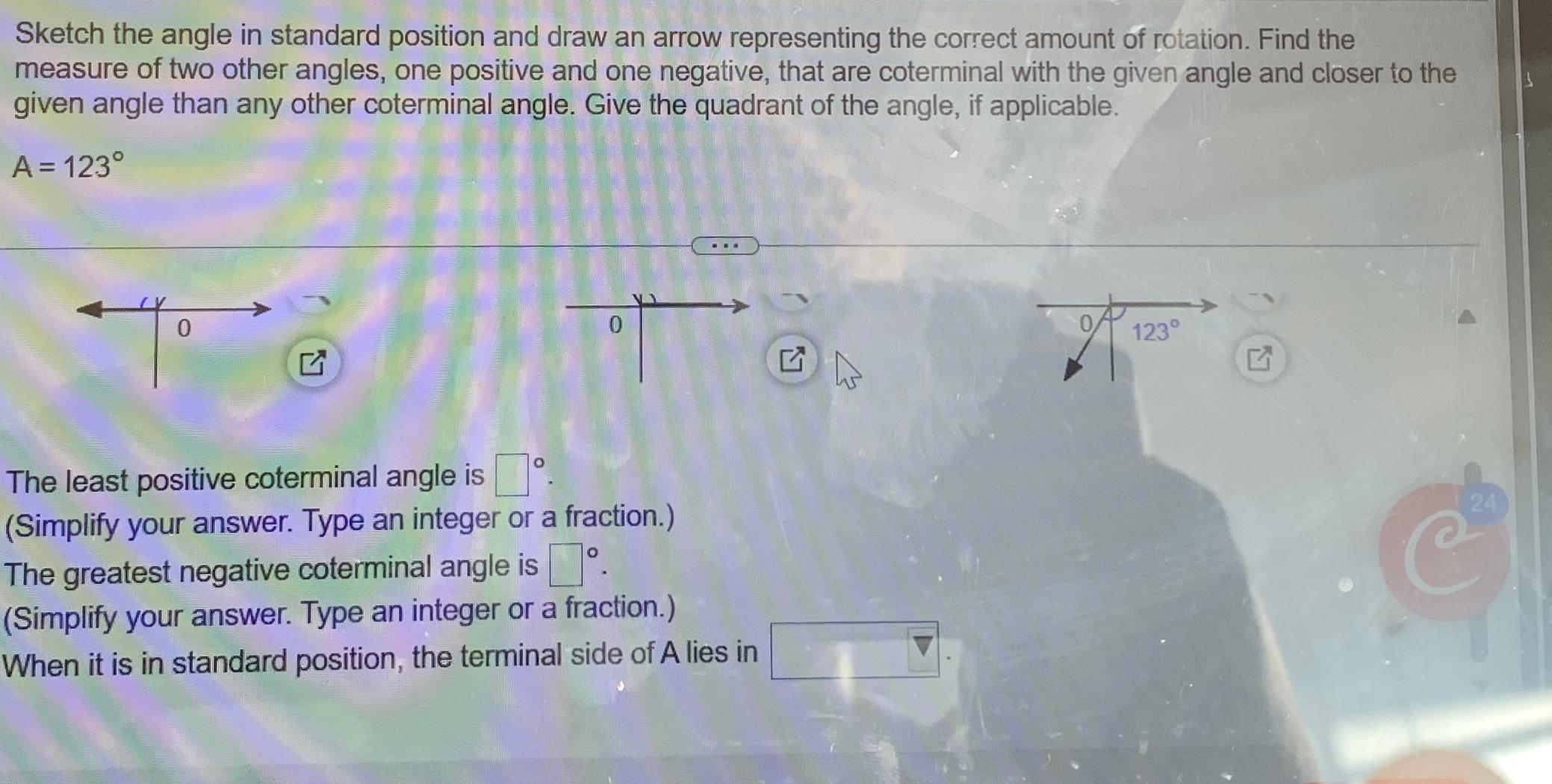 Solved Sketch the angle in standard position and draw an | Chegg.com