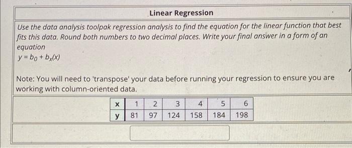Solved Use the data analysis toolpak regression analysis to | Chegg.com