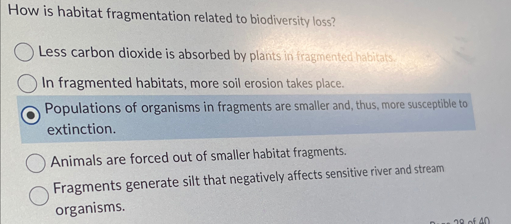Solved How is habitat fragmentation related to biodiversity | Chegg.com