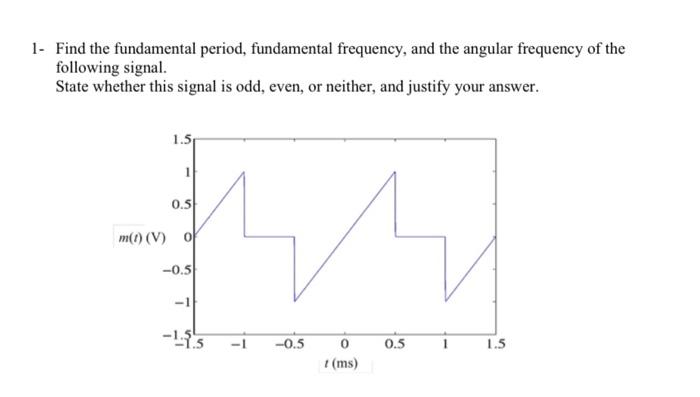 Solved 1- Find the fundamental period, fundamental | Chegg.com