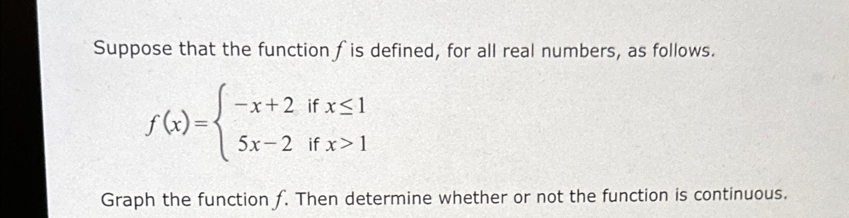 Solved Suppose that the function f ﻿is defined, for all real | Chegg.com