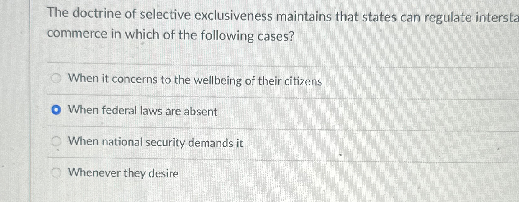 Solved The doctrine of selective exclusiveness maintains | Chegg.com