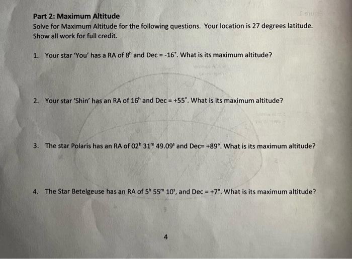 Solved Part 2: Maximum Altitude Solve for Maximum Altitude | Chegg.com