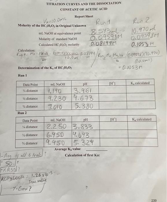Solved show all calculations for run 1 and run 2calculate | Chegg.com