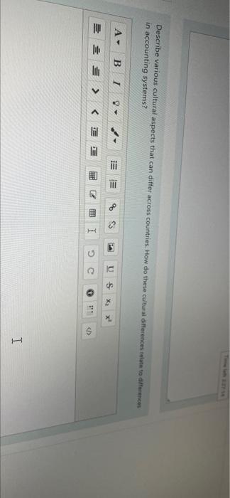 Solved Describe various cultural aspects that can differ | Chegg.com