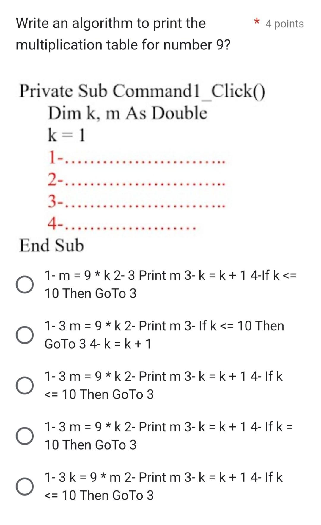 Solved Write an algorithm to print the 4 points | Chegg.com