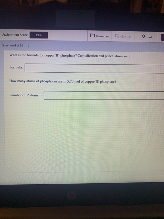 Solved Assignment Score: 19% Resources C Give Up? Hint | Chegg.com