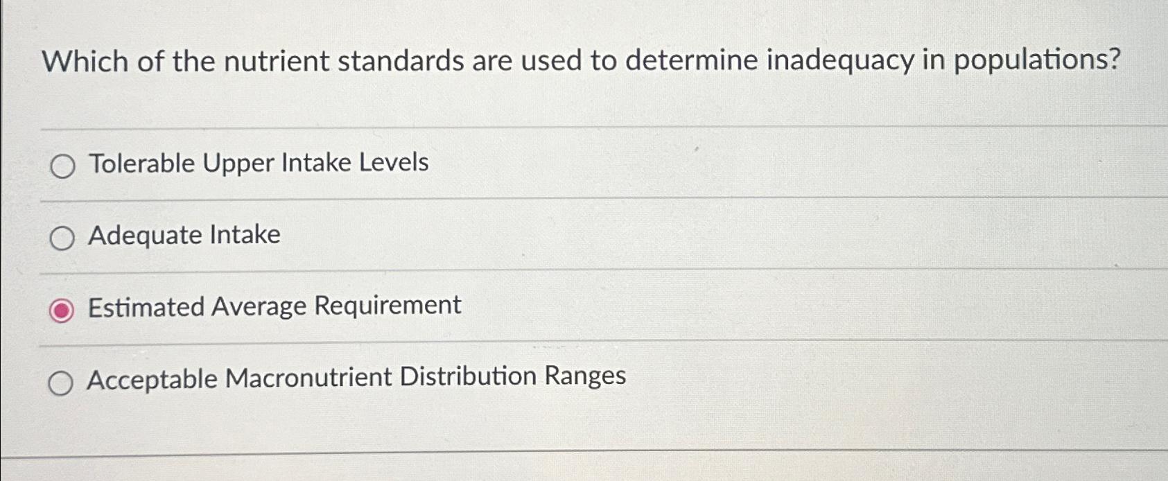 Solved Which of the nutrient standards are used to determine | Chegg.com