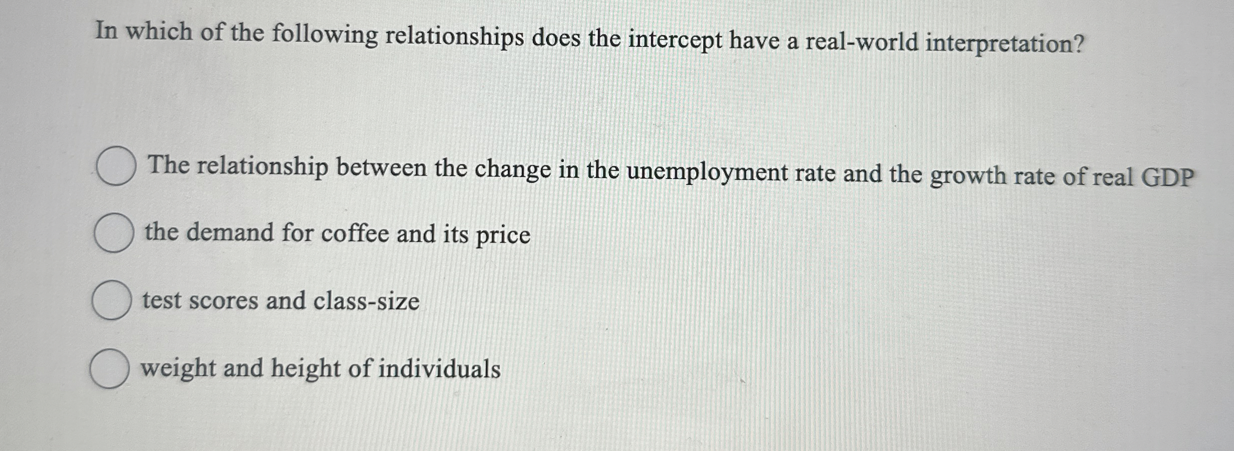 Solved In which of the following relationships does the | Chegg.com