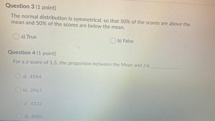 Solved Question 1 (1 point) Saved The percentage of scores | Chegg.com