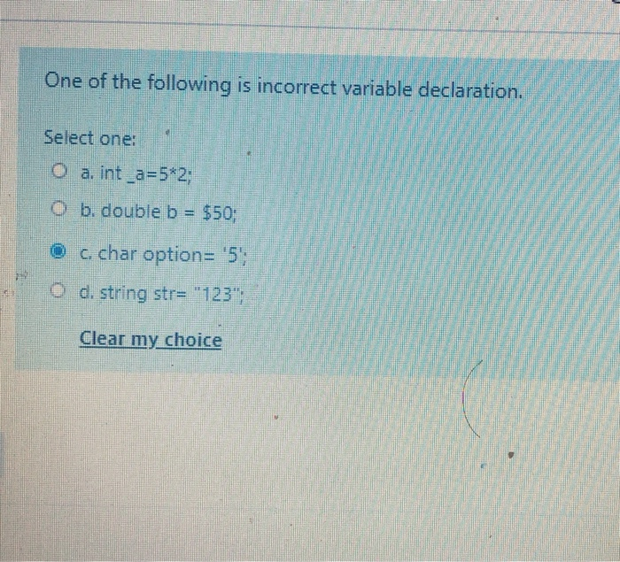 Solved One of the following is incorrect variable | Chegg.com