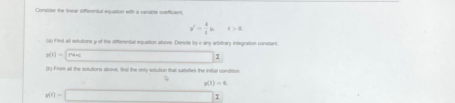 Solved Consider the linear differential equation with a | Chegg.com