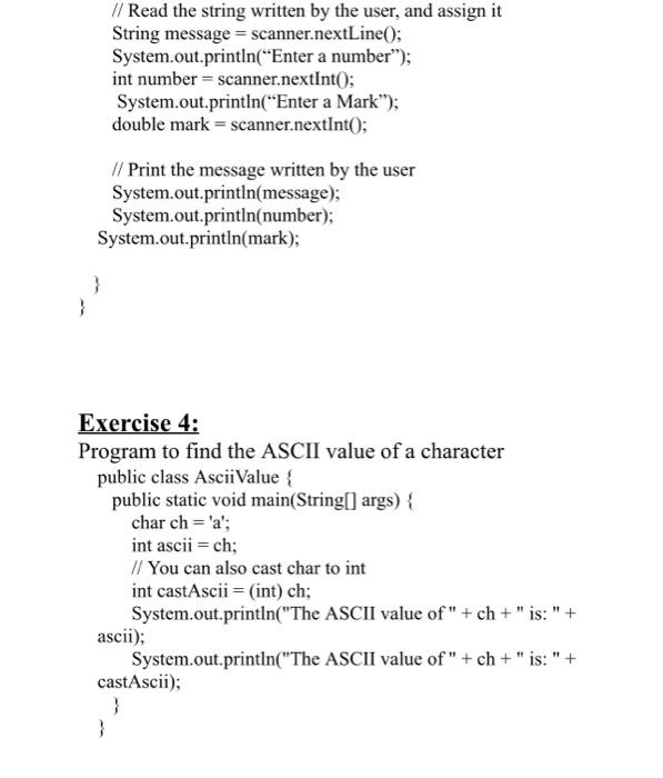 Solved Exercise 1: Program to understand the basic output | Chegg.com