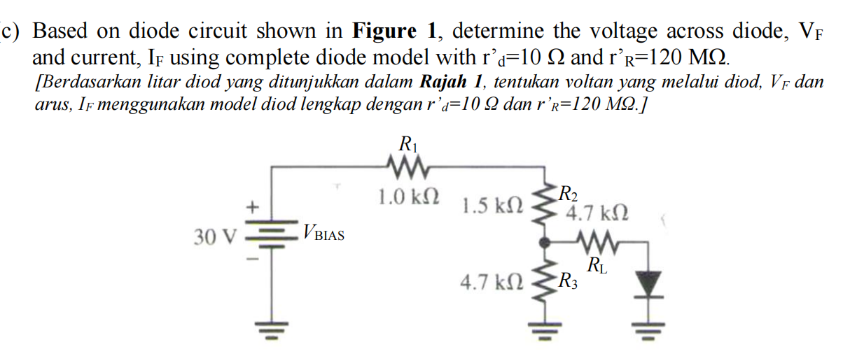 Solved c) ﻿Based on diode circuit shown in Figure 1, | Chegg.com
