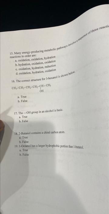 Solved reactions in order are: a. oxidation, oxidation, | Chegg.com