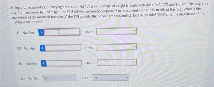 Solved A single-turn current loop, carrying a current of | Chegg.com
