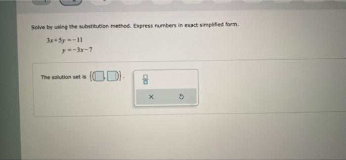 Solved Solve by using the substitution method. Express | Chegg.com