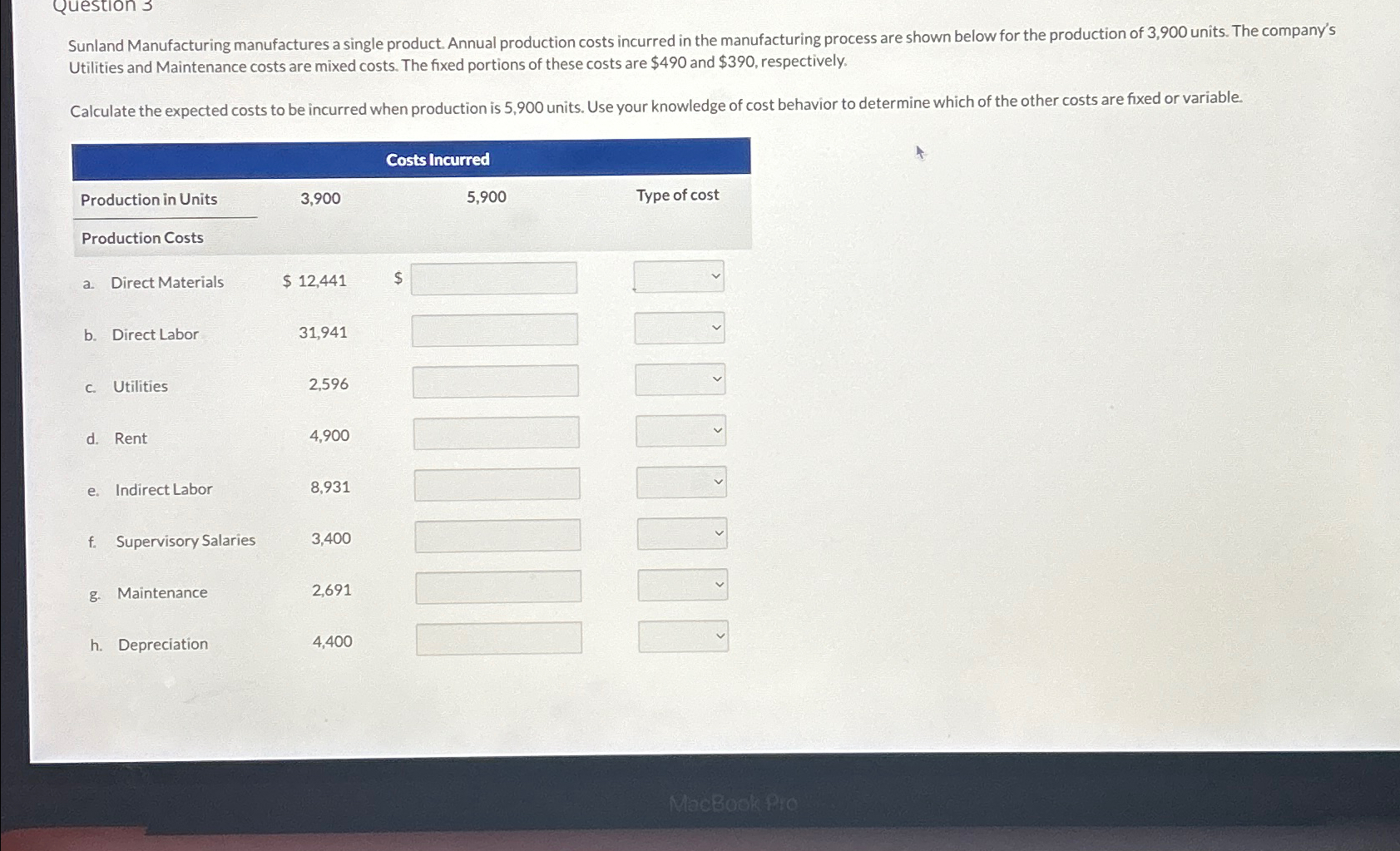 Solved Question 3 ﻿Utilities and Maintenance costs are mixed | Chegg.com